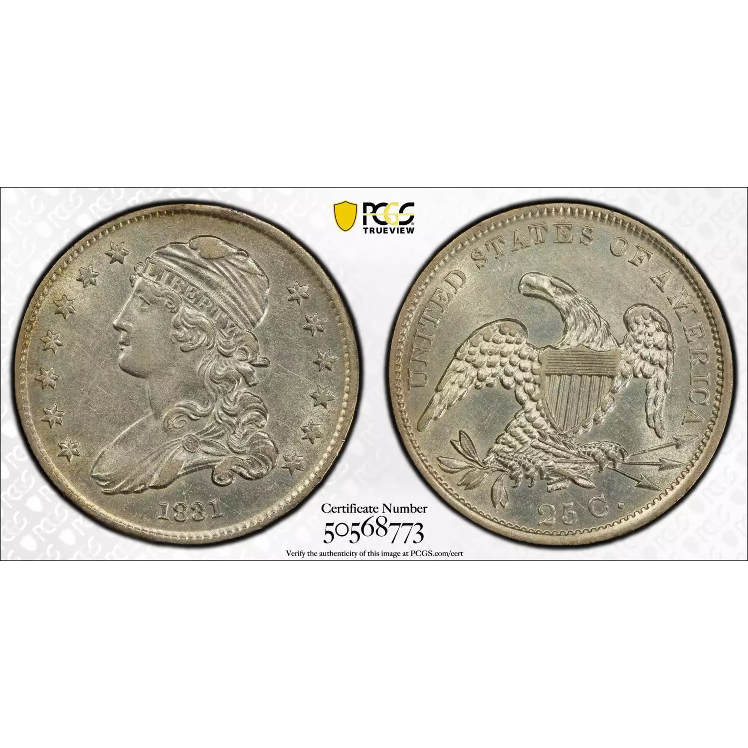 1831 Capped Bust Quarter Dollars PCGS AU-55 Large Letters - Copper ...