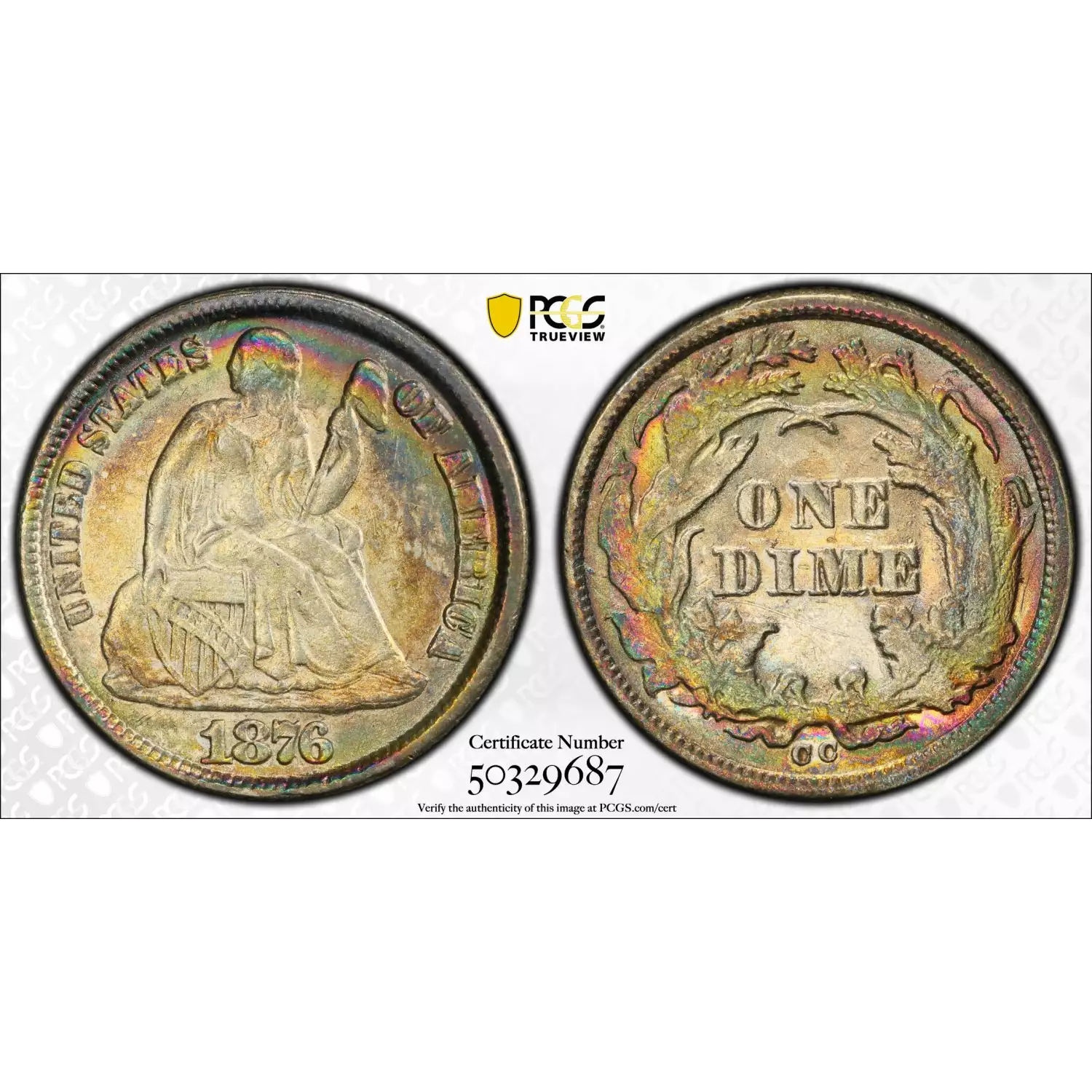 1876-CC Liberty Seated Dime PCGS AU-53 F-107b - Copper State Coin and Bullion