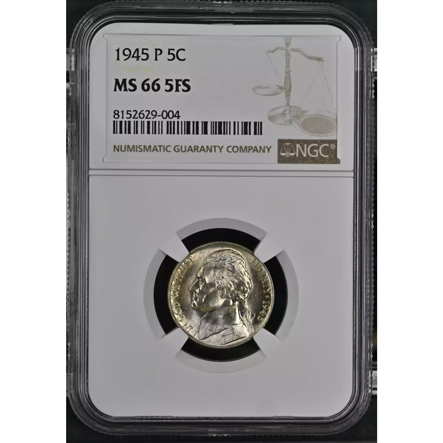 1945 Nickel Jefferson NGC MS-66 5FS - Copper State Coin and Bullion