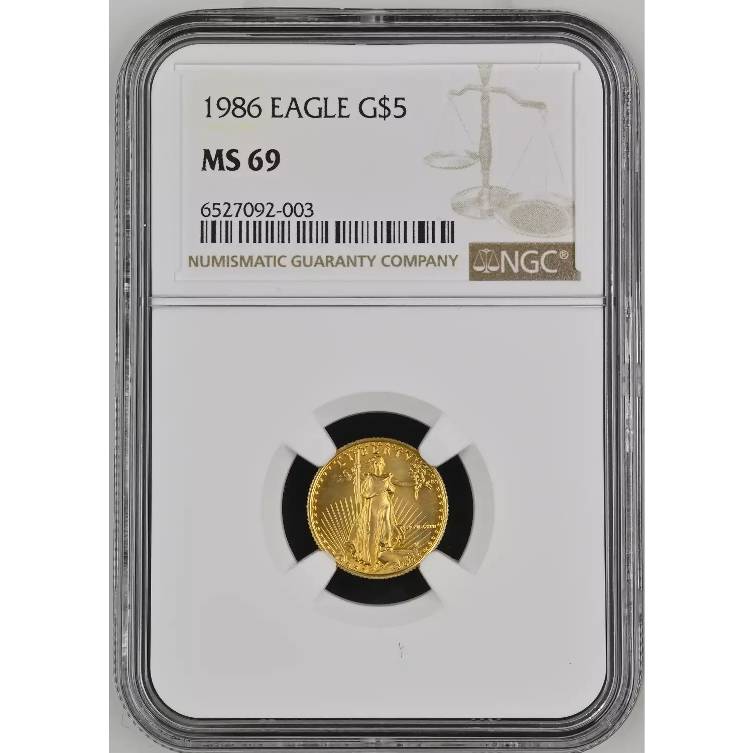1986 Bullion $5 Gold Eagle 1/10 oz NGC MS-69 - Copper State Coin and ...