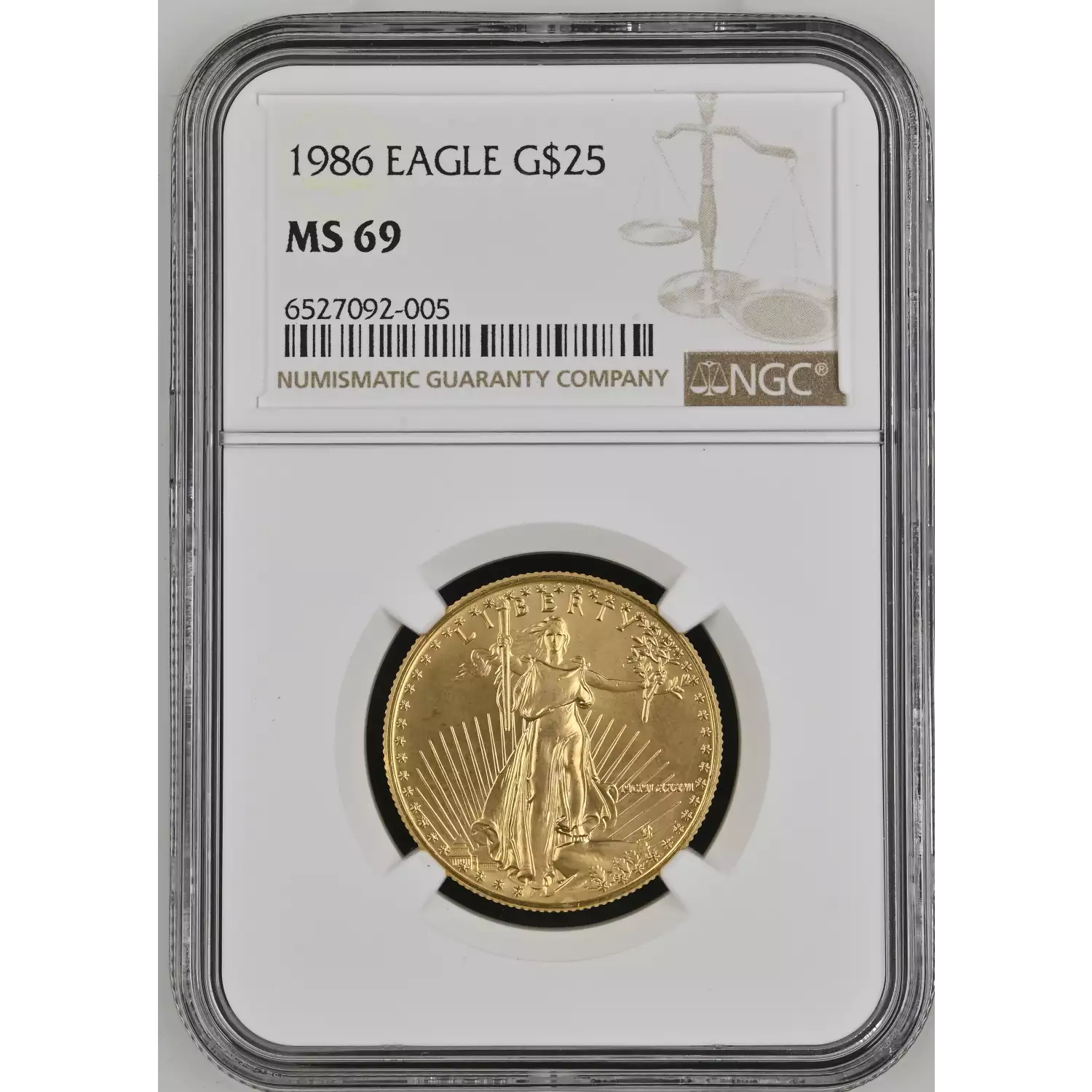1986 Bullion $25 Gold Eagle 1/2 oz NGC MS-69 - Copper State Coin and ...